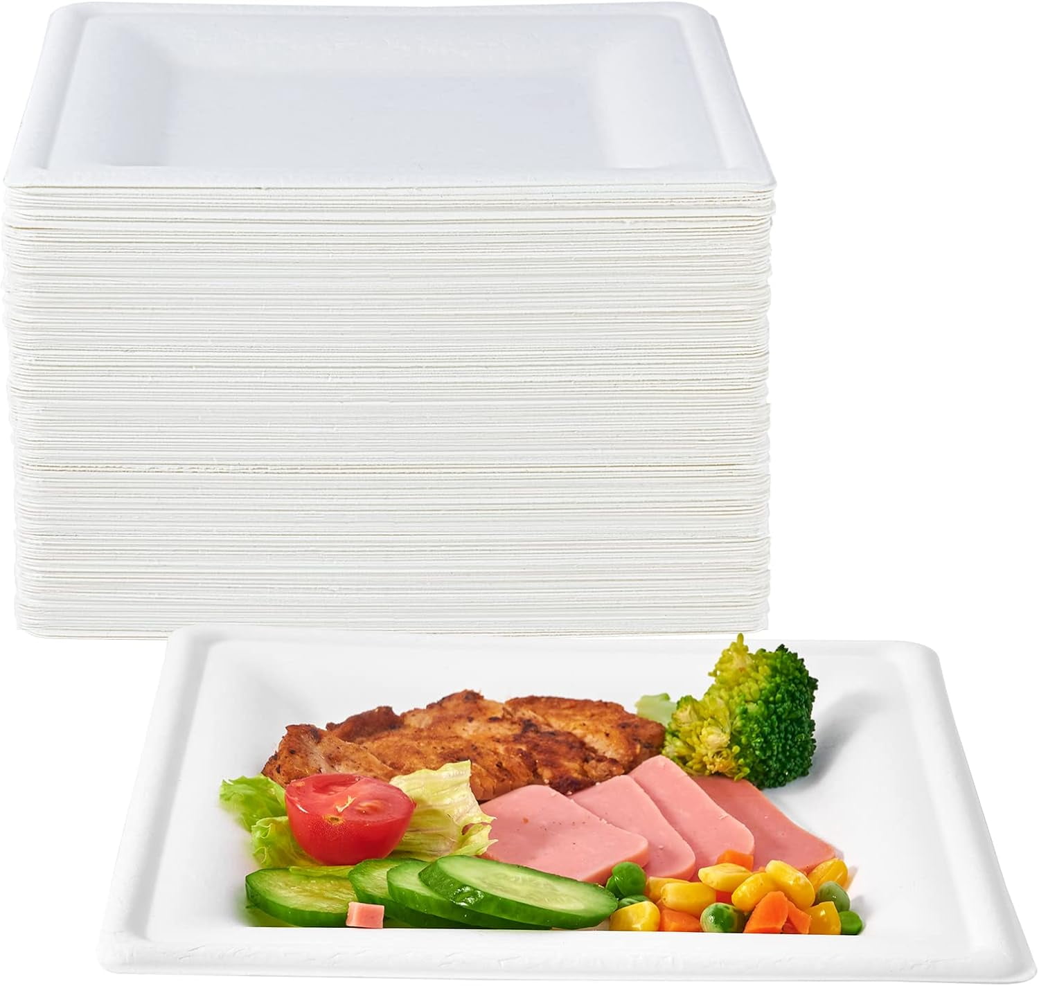 150 Piecs Square Paper Plates, 8-inch Compostable Disposable Plates ...