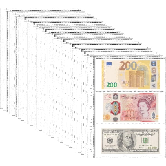 150 Pockets Archival Banknote Pages - 50 Sheets Acid-Free Protector ...