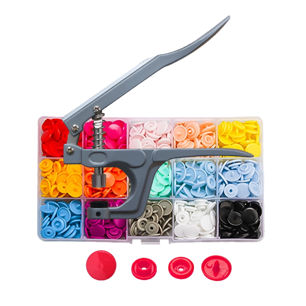 150 Set 15 Colors T5 Snaps Plastic Button for Clothes Sewing Bibs Rain ...