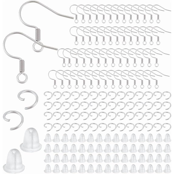 150 Sets Stainless Steel Earring Hooks Ear Wire with 150Pcs Open Jump ...