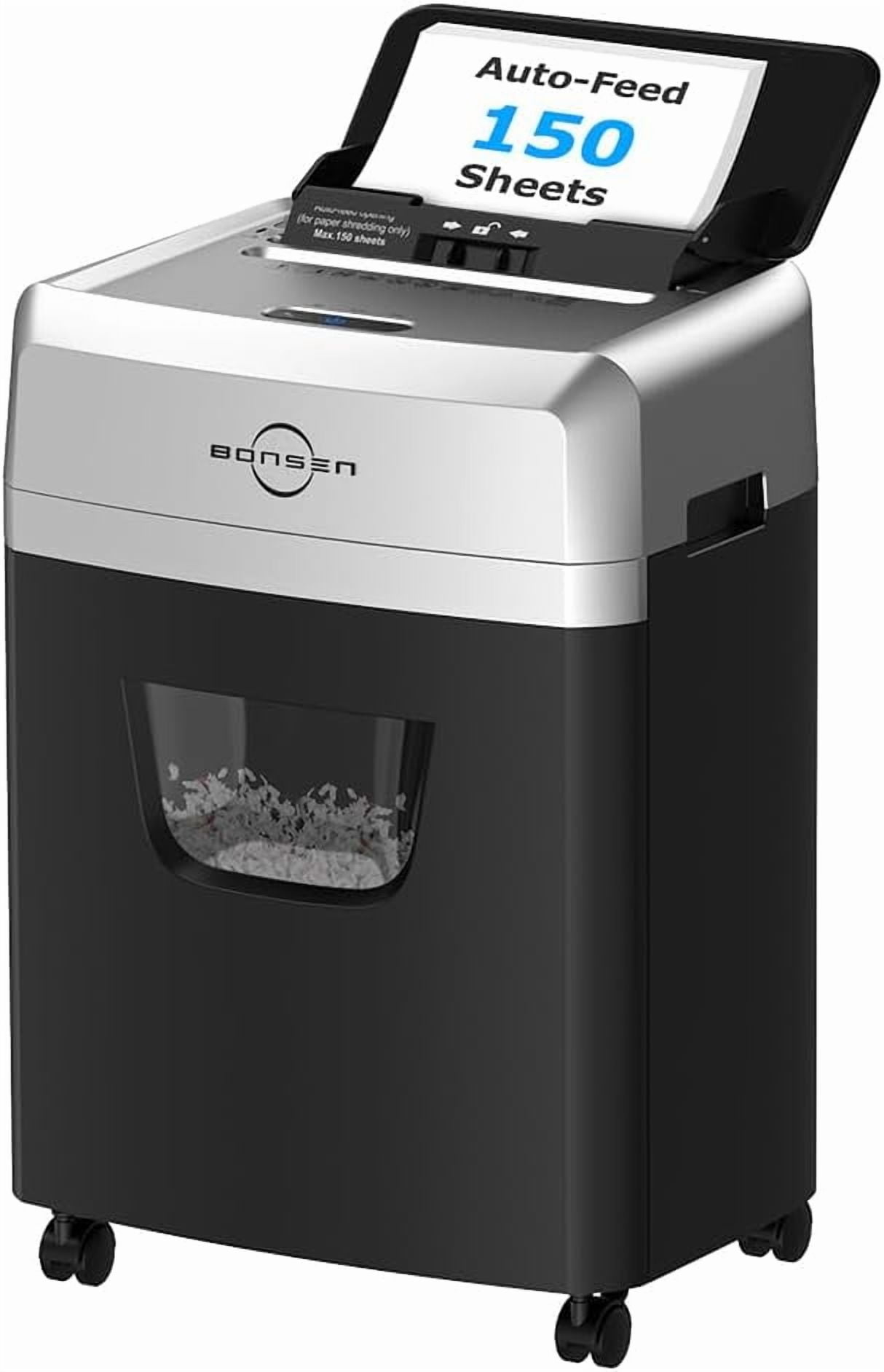 150-Sheet Autofeed Paper Shredder for Office, 60 Mins Heavy Duty Micro ...