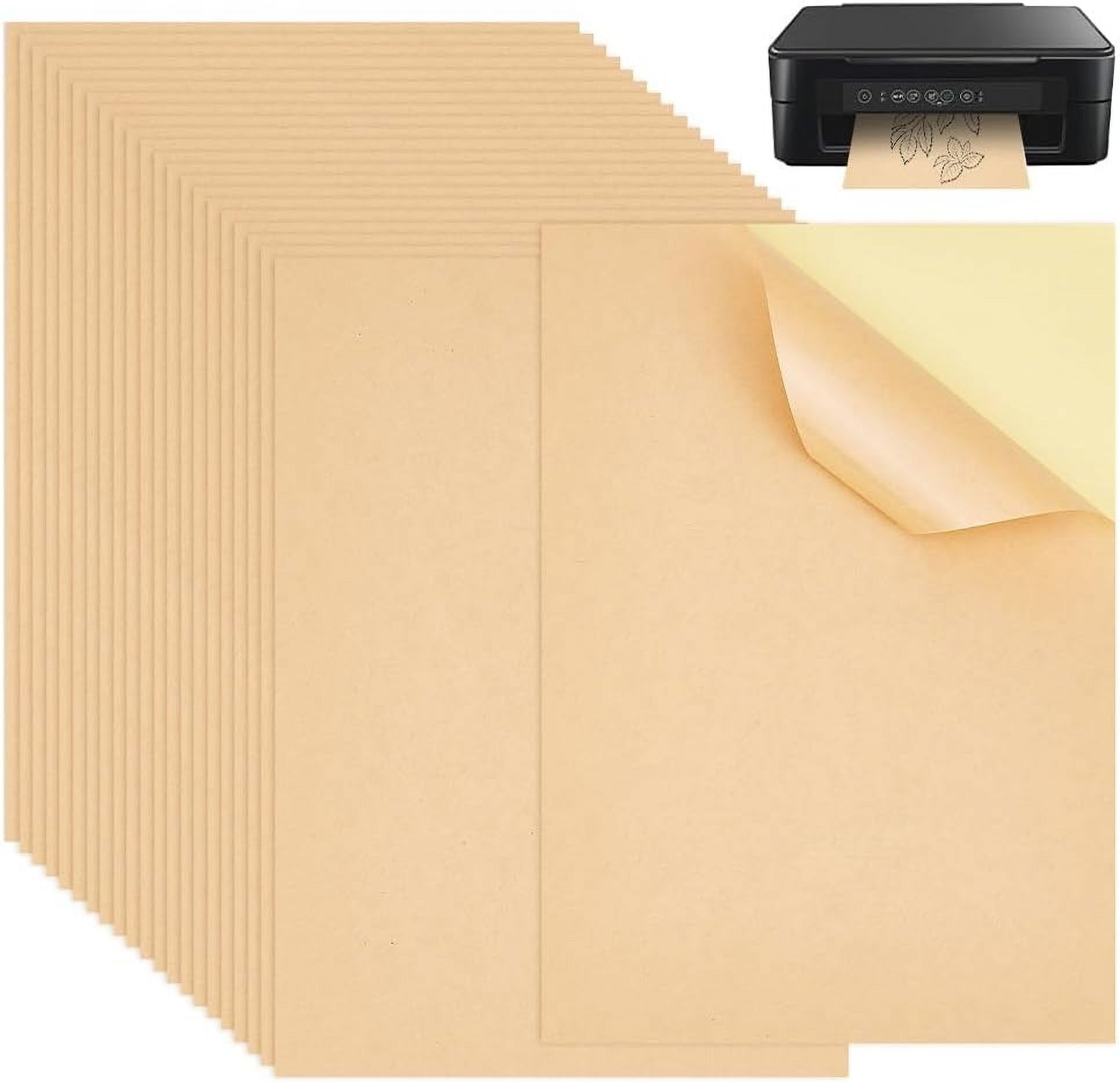 150 Sheets A5 Self-Adhesive Kraft Paper Brown Printable Sticker Kraft ...