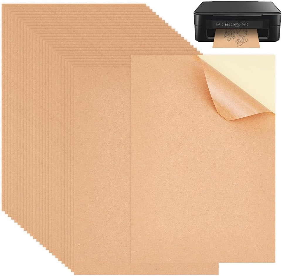 150 Sheets A5 Self-Adhesive Kraft Paper Burlywood Printable Sticker ...