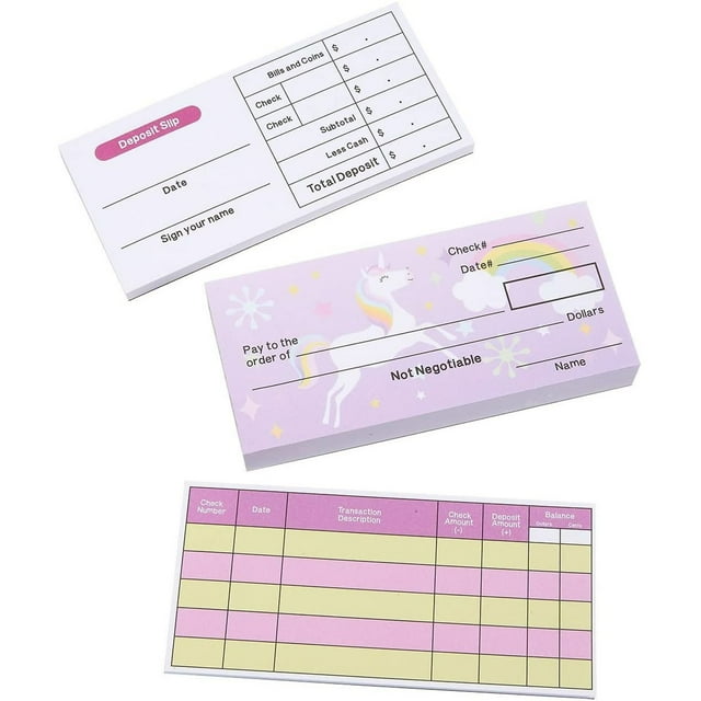 150 Sheets Fake Checkbook for Kids Learning with Pretend Deposit Slip ...