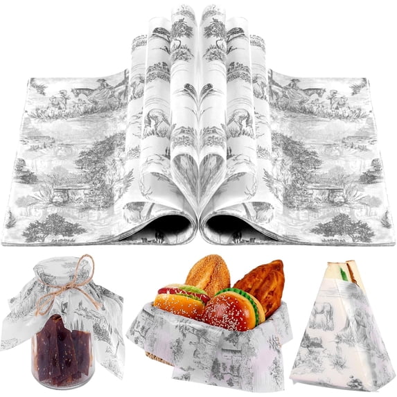 150 Sheets Vantage French Toile Wax Paper for Food, 9.8 x 8.3 inch ...
