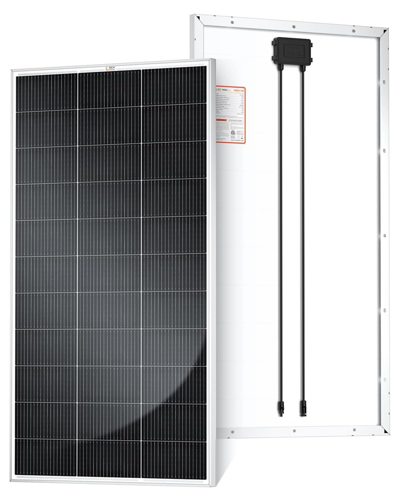 150 Watt 12 Volt 18BB Cell Monocrystalline Solar Panel High Efficiency ...