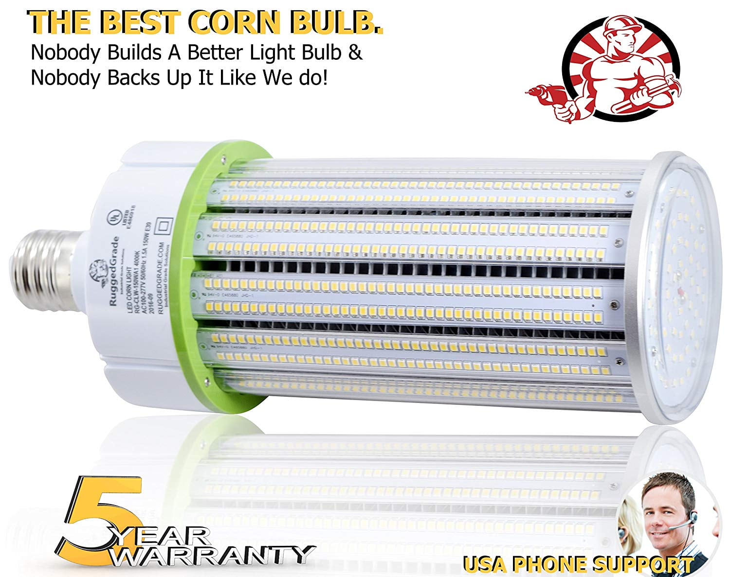 150 Watt E39 LED Light Bulb -17,200 Lumens- 4000K - UL DLC - LED Corn ...