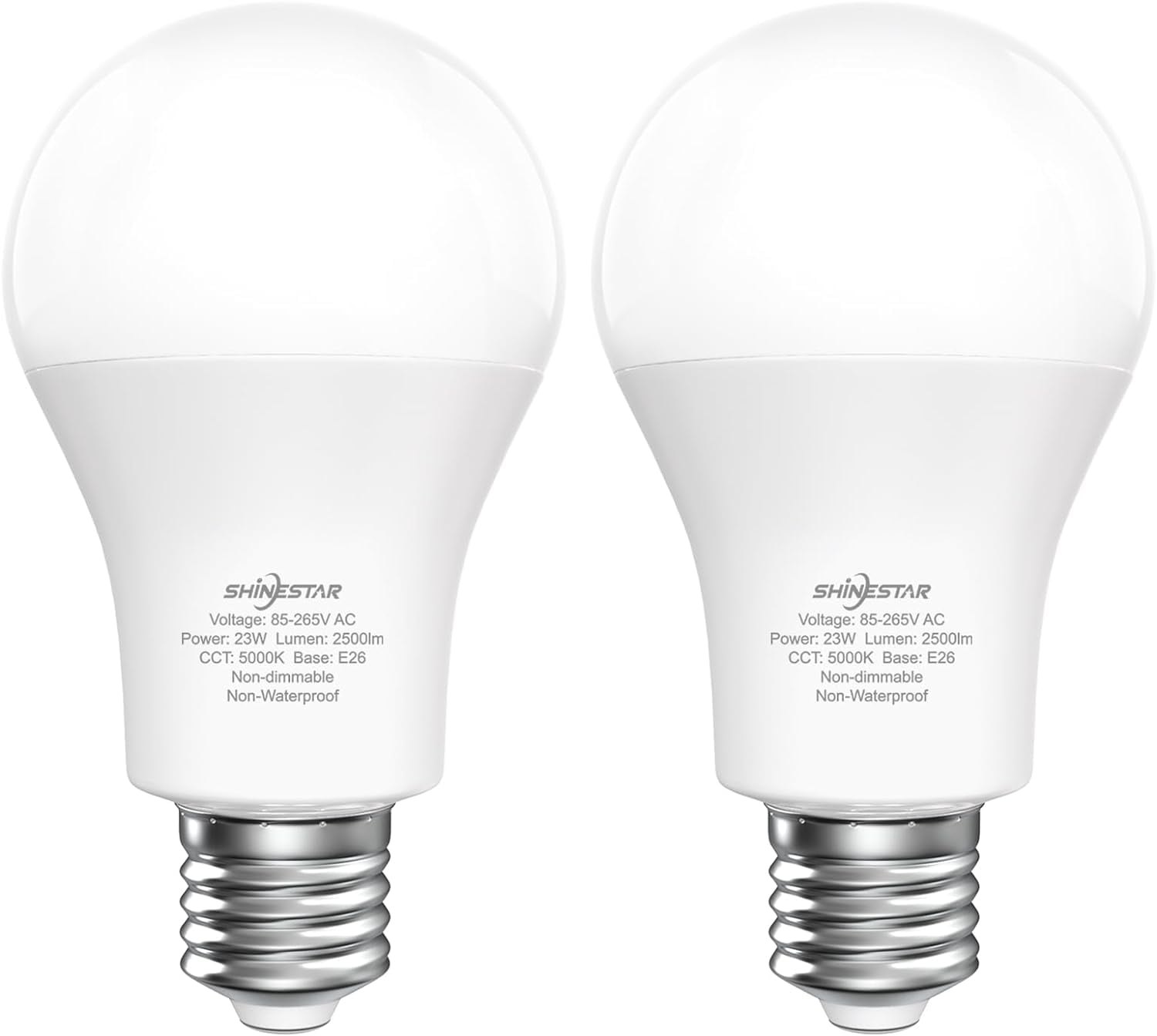 2-Pack 150 Watt Light Bulb, 5000K Daylight, E26 Base, 2500 Lumen Bright ...