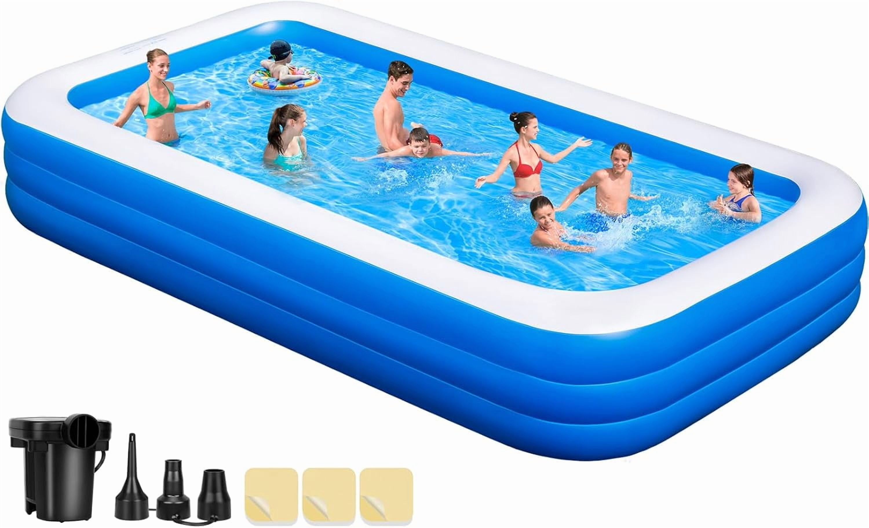 150" X 74" X 22" Oversized Blow Up Swimming Pool with Pump Large ...