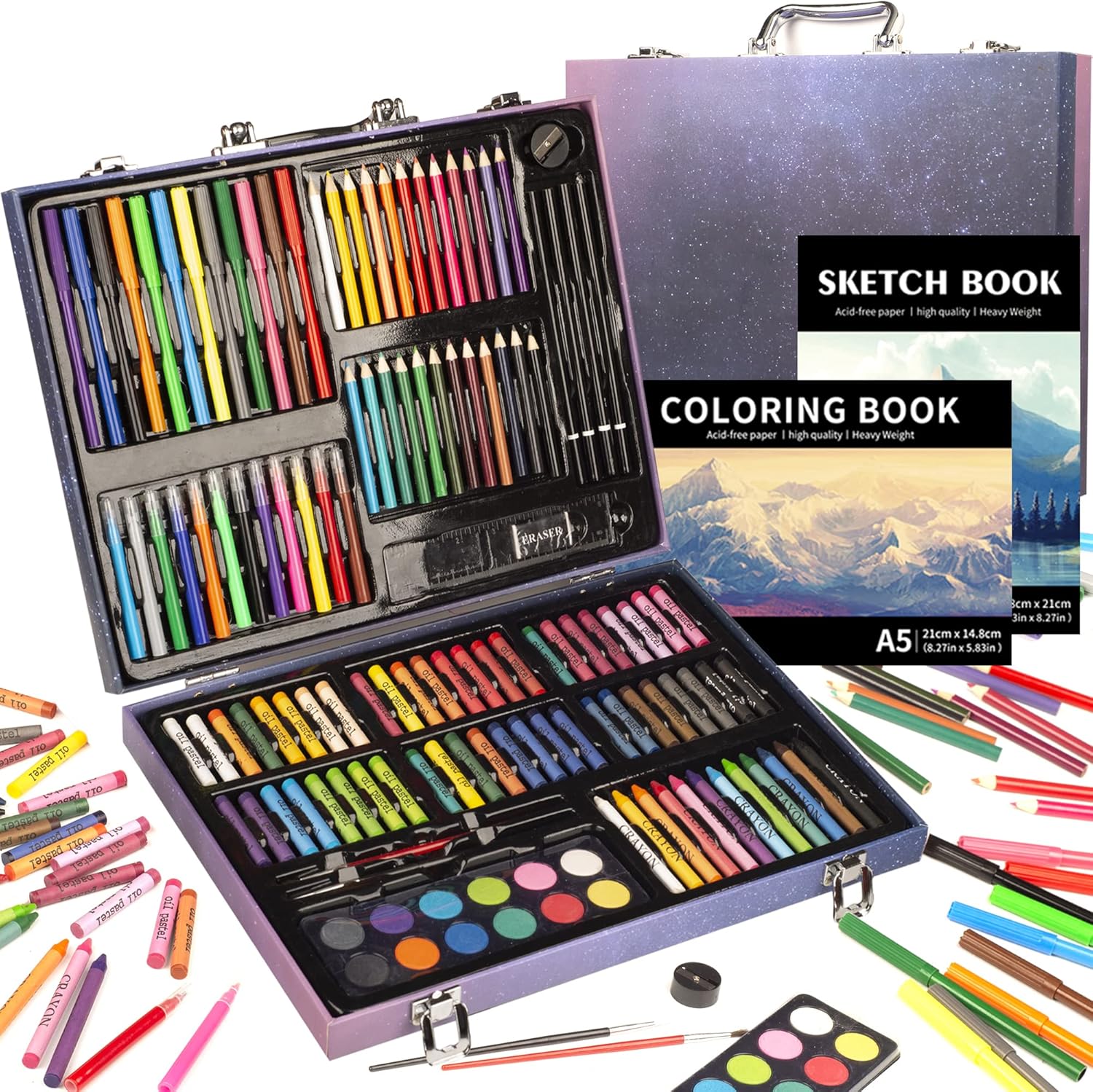 150 count Art Set with Sketch Book, Coloring Art Kit Drawing Art ...