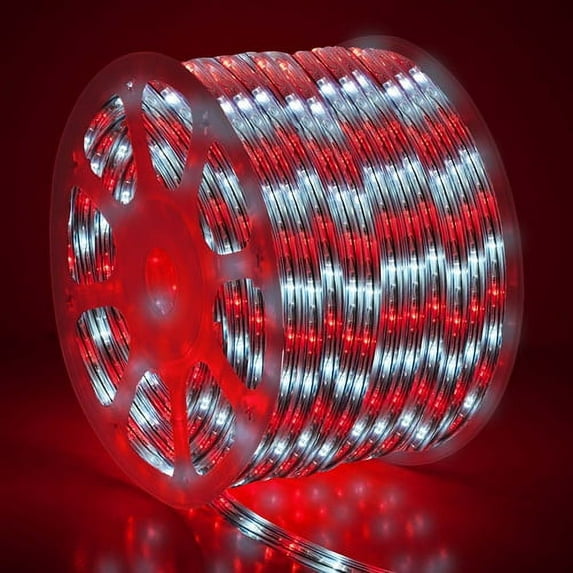 150 ft. Cool White/Red LED Rope Light Spool Indoor-Outdoor Tube Light ...