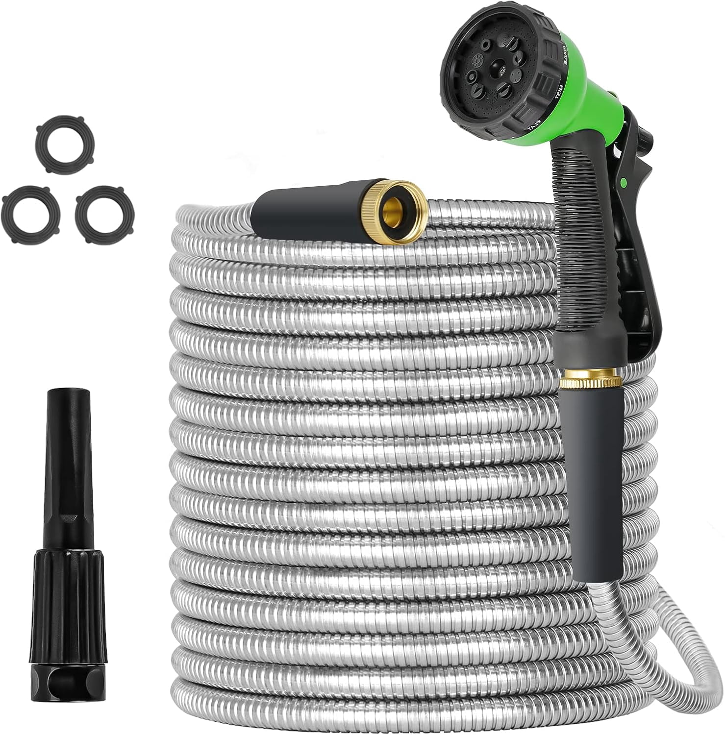 150 ft Stainless Steel Garden Hose with 3/4 Inch Brass Fittings and ...