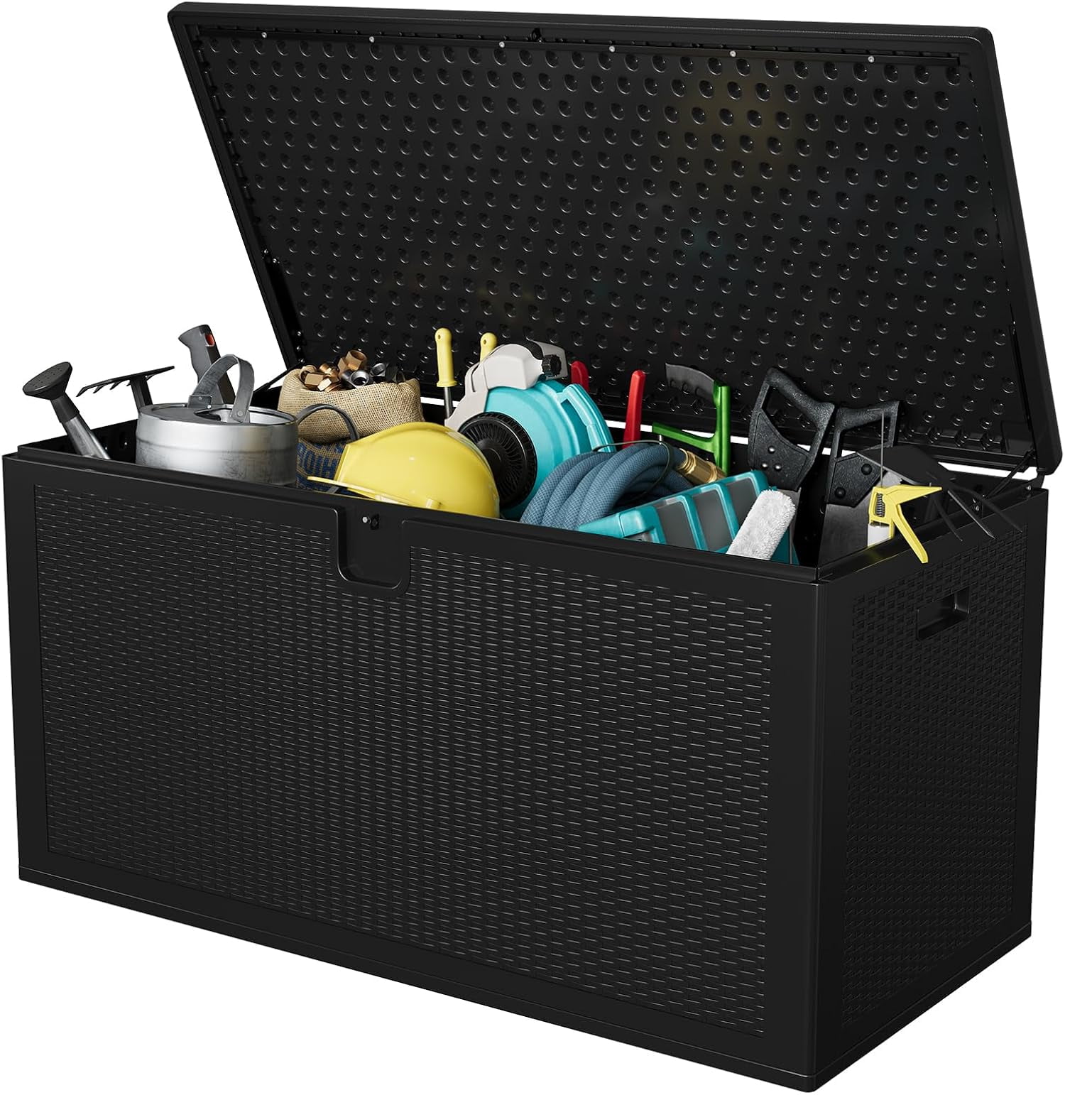 150 gal Large Deck Box, & Weatherproof Outdoor Storage Box, Lockable ...