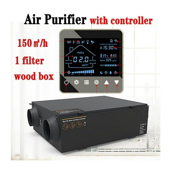150/h Air Purifier Heating Controller Air Filter Ventilator Fresh Air System Temperature ...