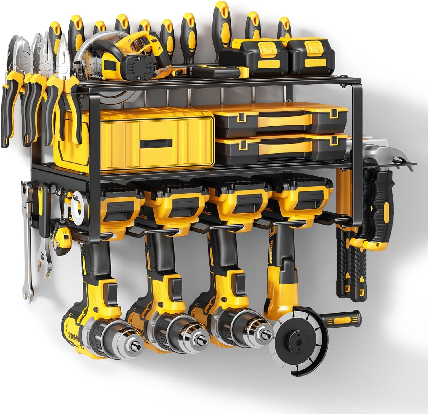 150 lb load 3-tier storage rack with 4 bit racks for wireless drill ...