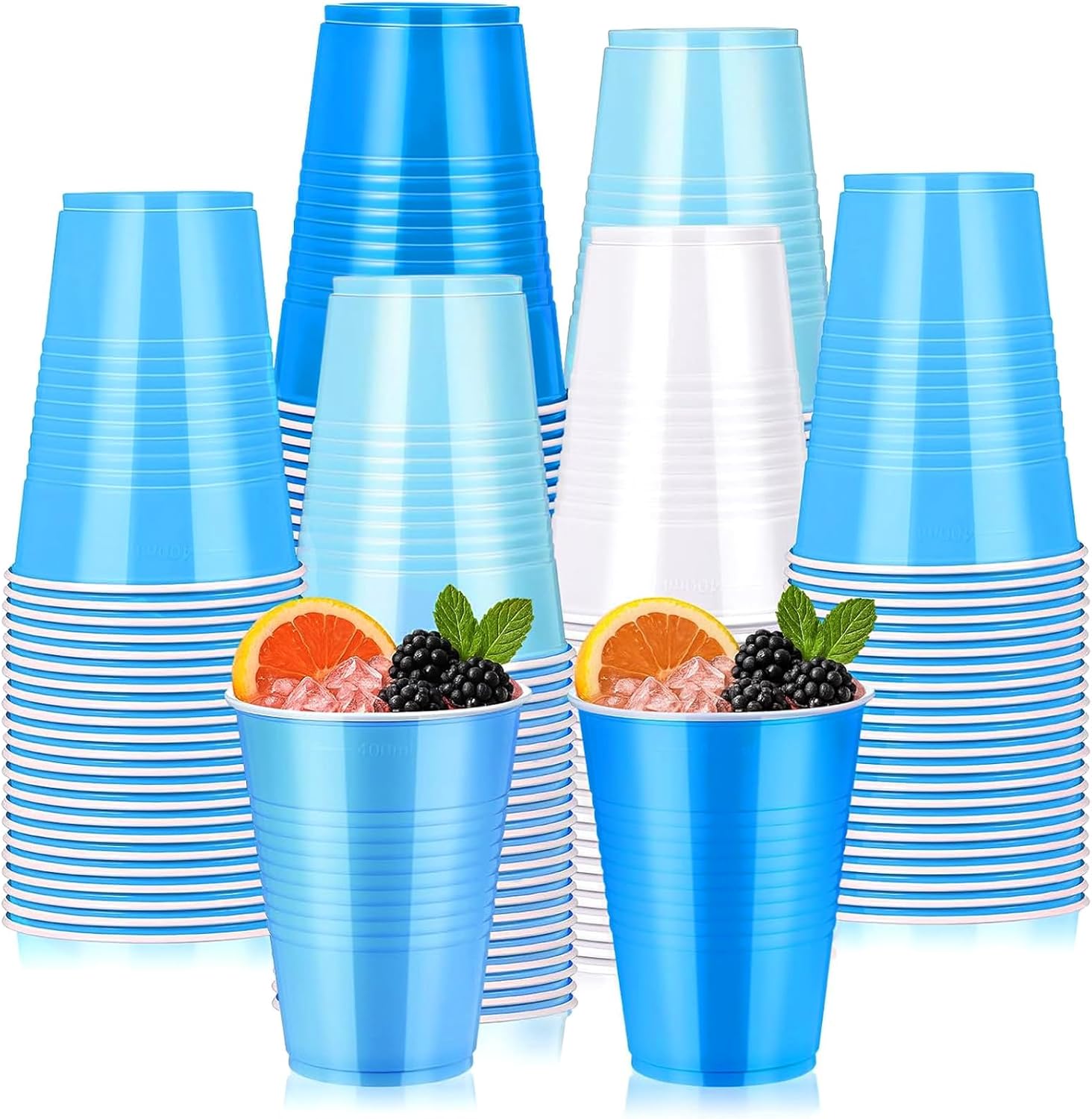 150 packs of 12 ounces disposable plastic cups, blue party cups ...