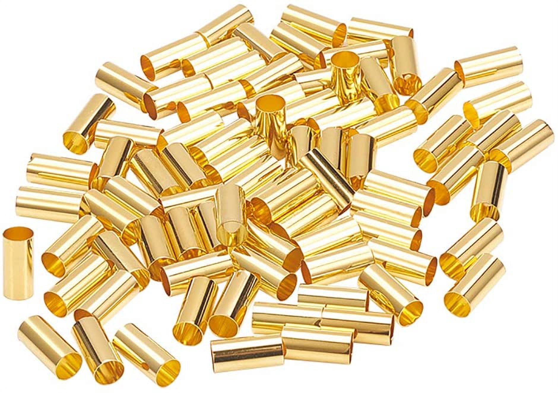 150 pcs 10mm Column Brass Tube Beads Ring Macrame Bead Spacer Beads ...