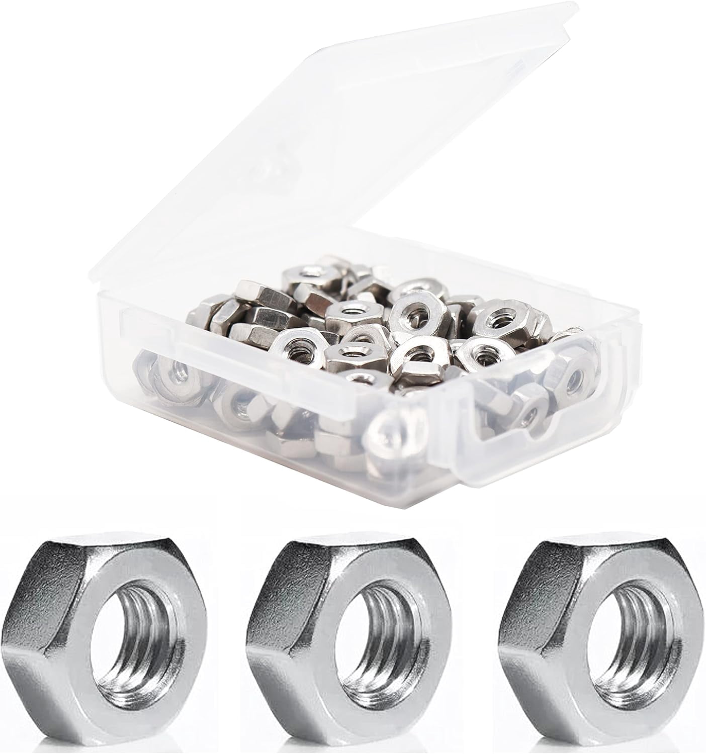 150 pcs M3 Hex Nuts Stainless Steel 3mm I.D Silver Nuts for 3D Printer ...