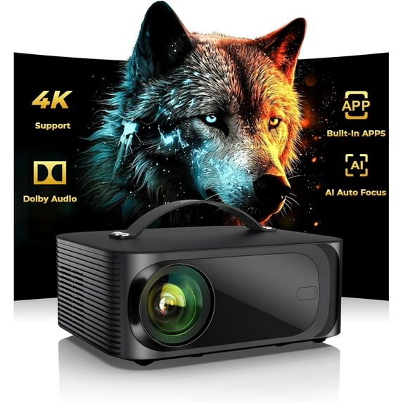 1500 ANSI/Auto Focus/Built-in APPs] Outdoor-Projector-4K with Wifi6 and ...