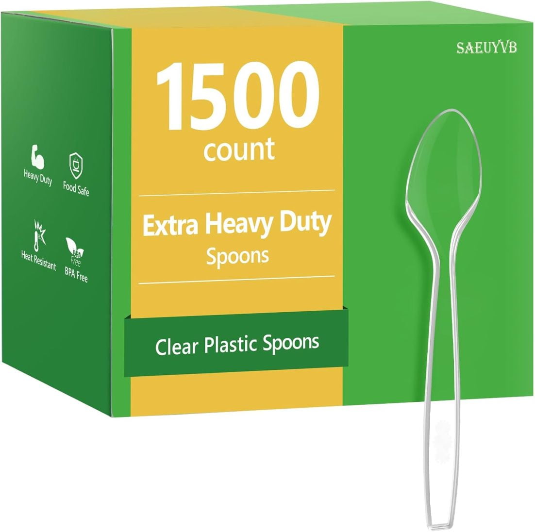 1500 Count Clear Plastic Spoons Bulk - Plastic Silverware Spoons Heavy ...