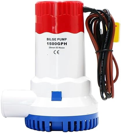 1500 GPH Bilge Pump 12 , Boat Water Pump Takes Up Little Space and Has ...