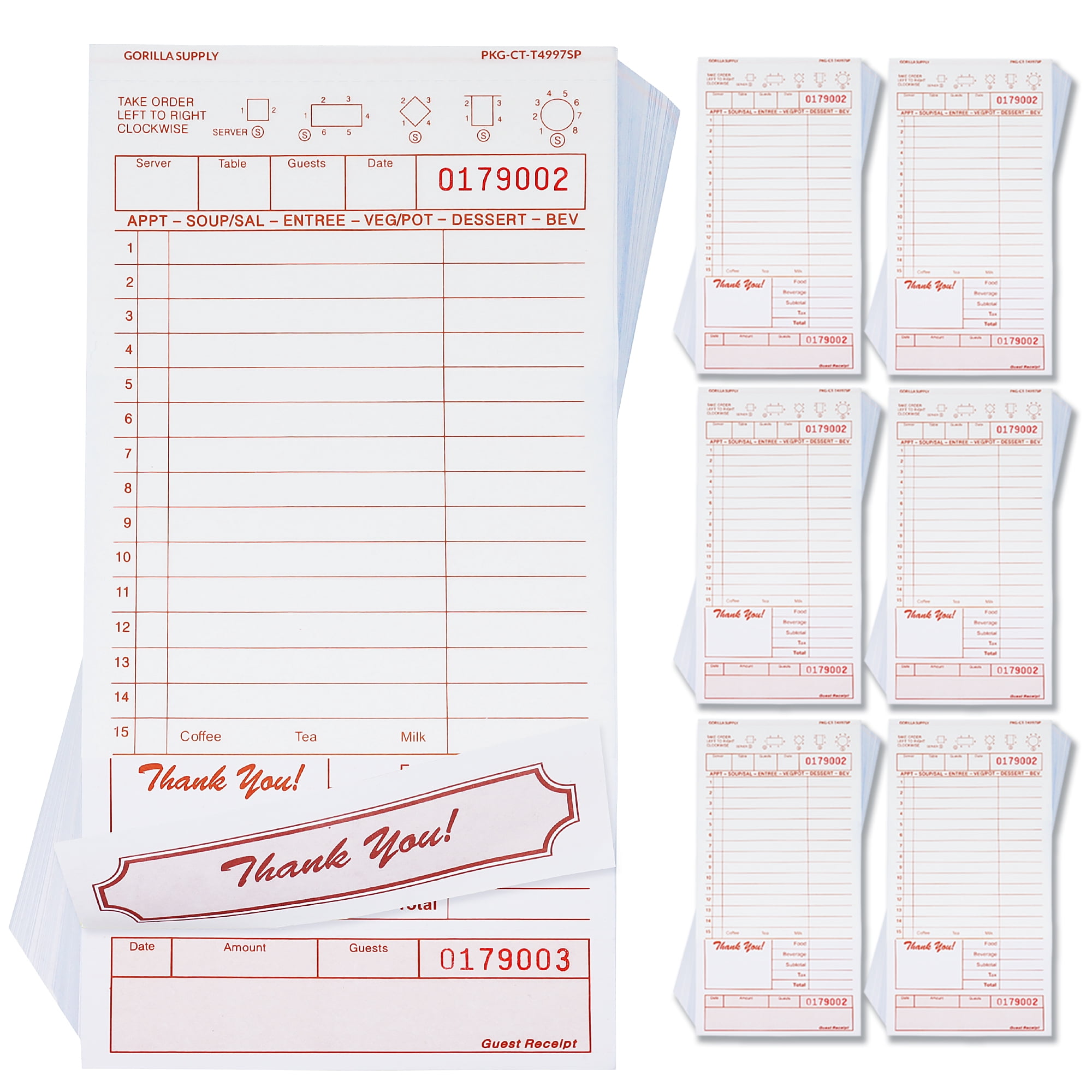 [1500] Gorilla Supply Guest Check 4.25" x 8.5" 2-Part Carbonless ...