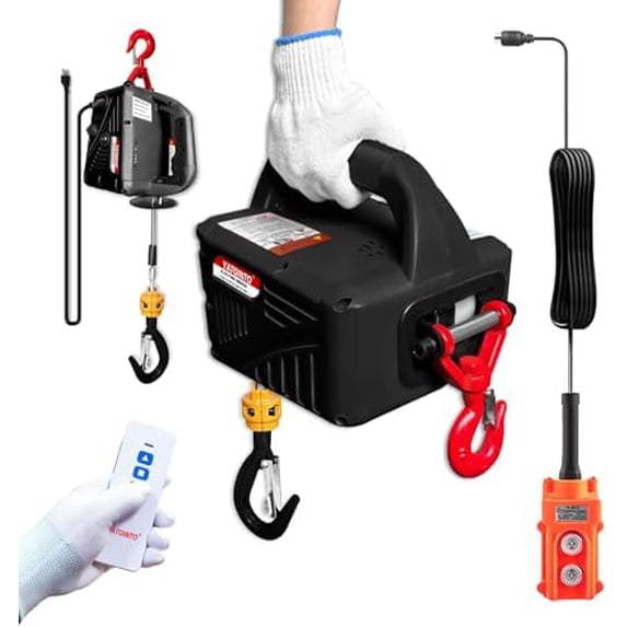 1500 Lbs Hoist Winch,3 in 1 Portable Winch,Manual,Wired and Remote ...