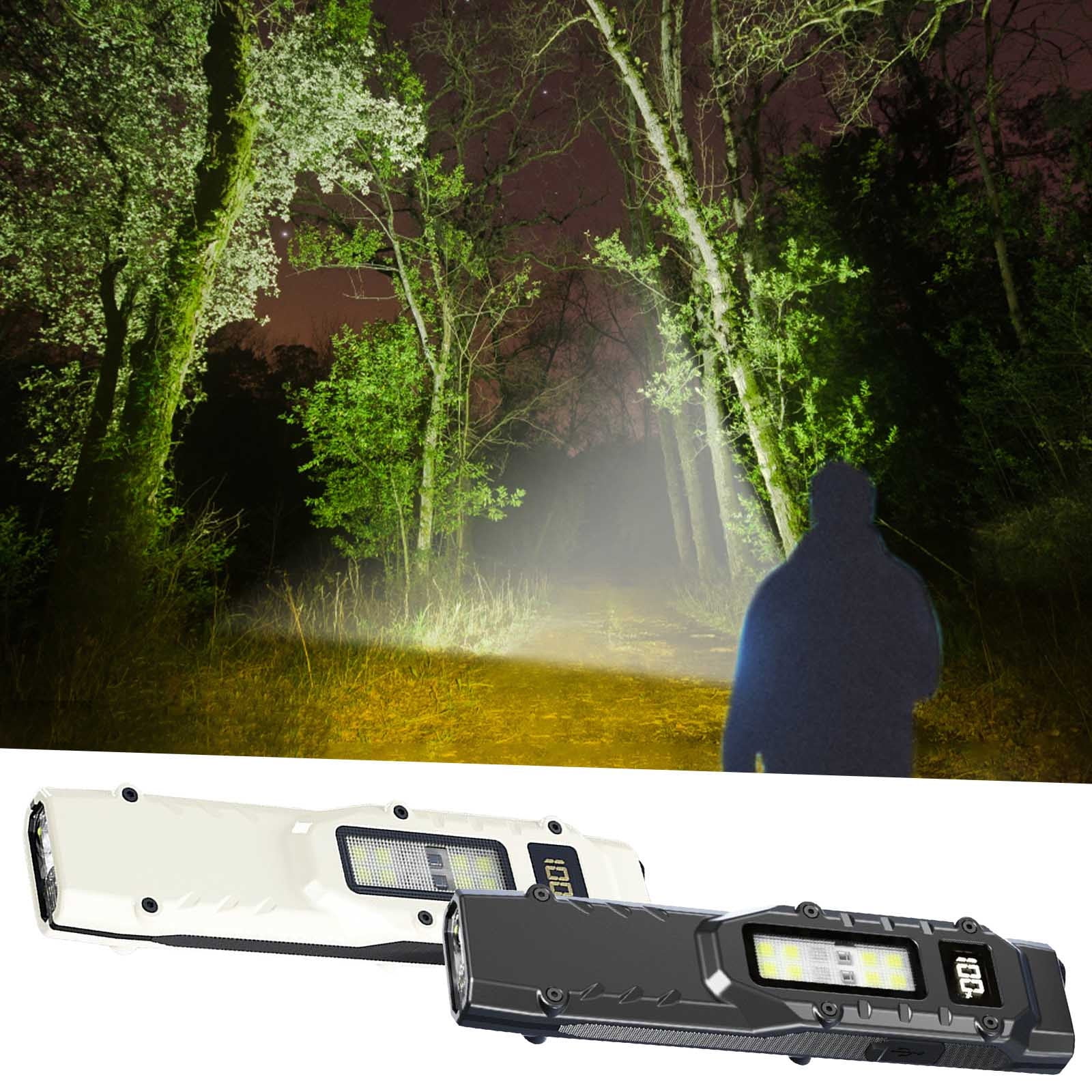 1500 Lumen USB-C Rechargeable Tactical Flashlight with Red/White Side ...