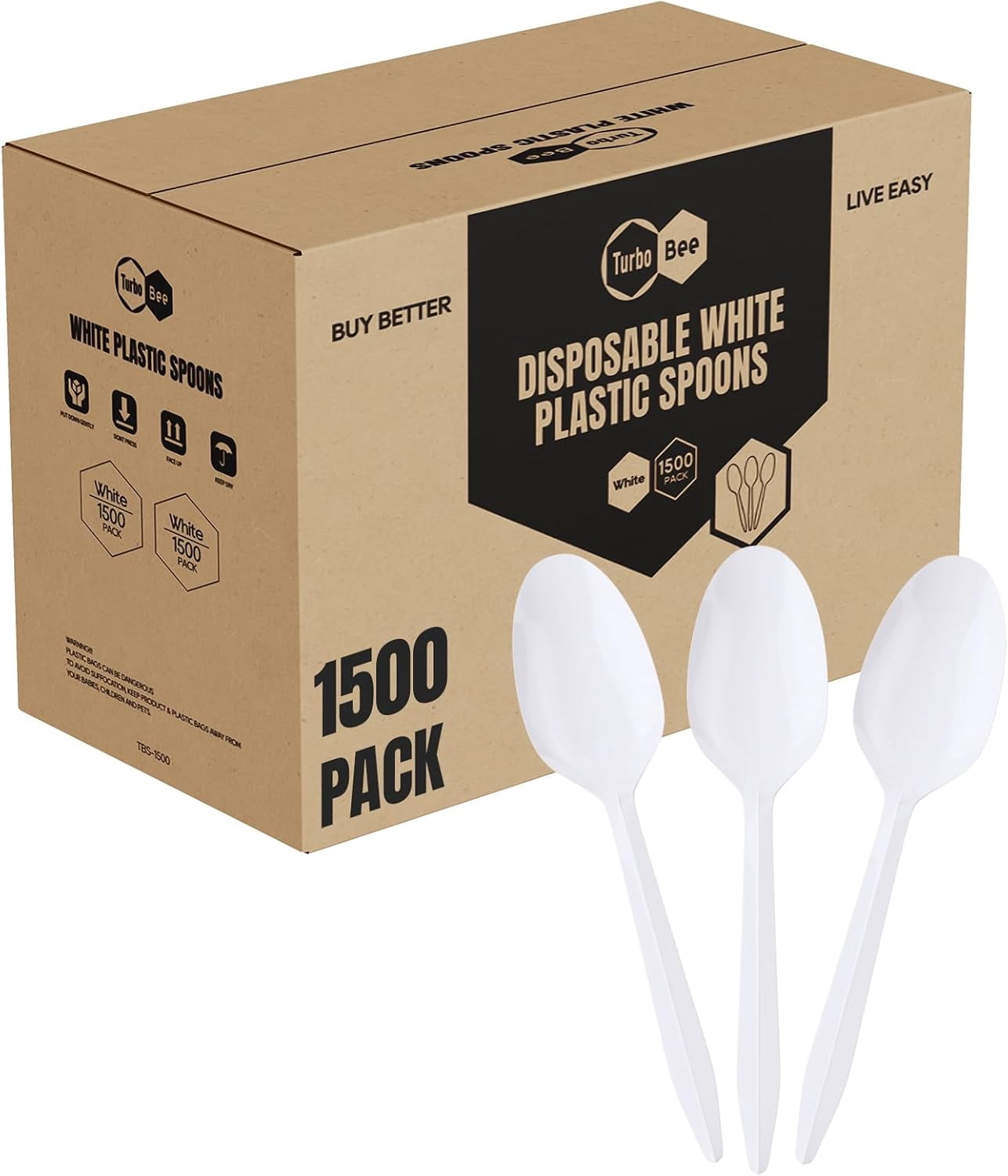 1500 Pack Disposable Plastic Teaspoons Bulk, White Plastic Dessert ...