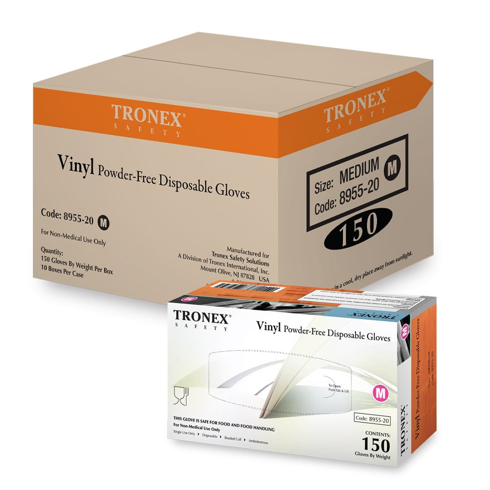 1500 Pack Tronex Vinyl Powder-Free Disposable Gloves, Food Safe, Value ...