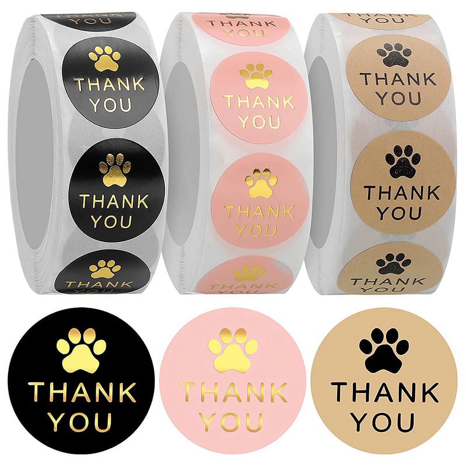 1500 Pcs Round Kraft Paws Print Thank You Labels Stickers, Dog Claw ...