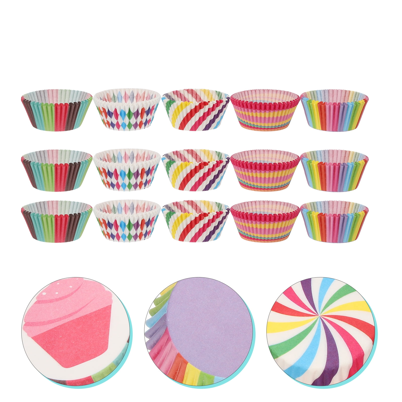 1500 Pcs Wrapper Paper Cases Muffin Liners Rainbow Muffin Baking Cups ...