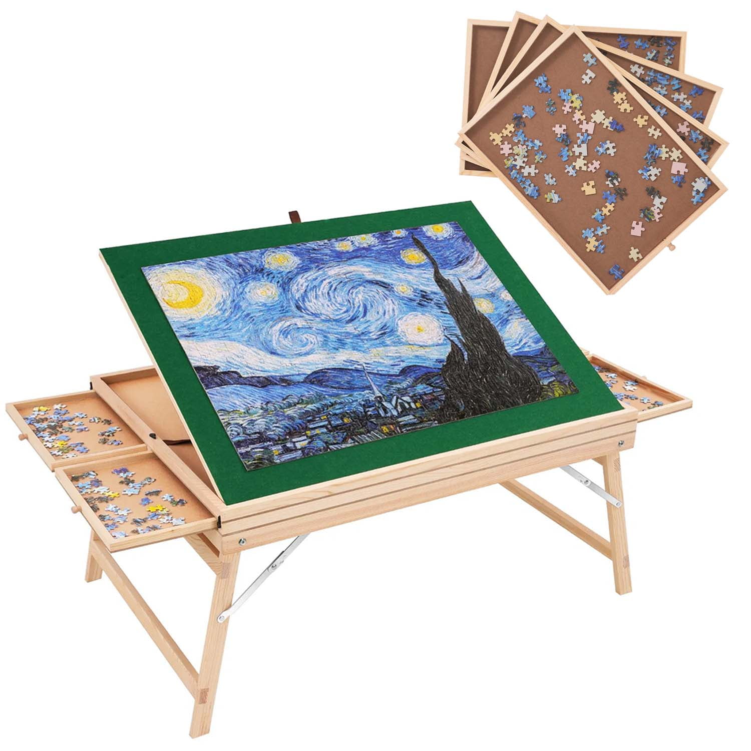 1500 Piece Jigsaw Puzzle Table with Drawers - 32.7"x24.6" - Wooden ...