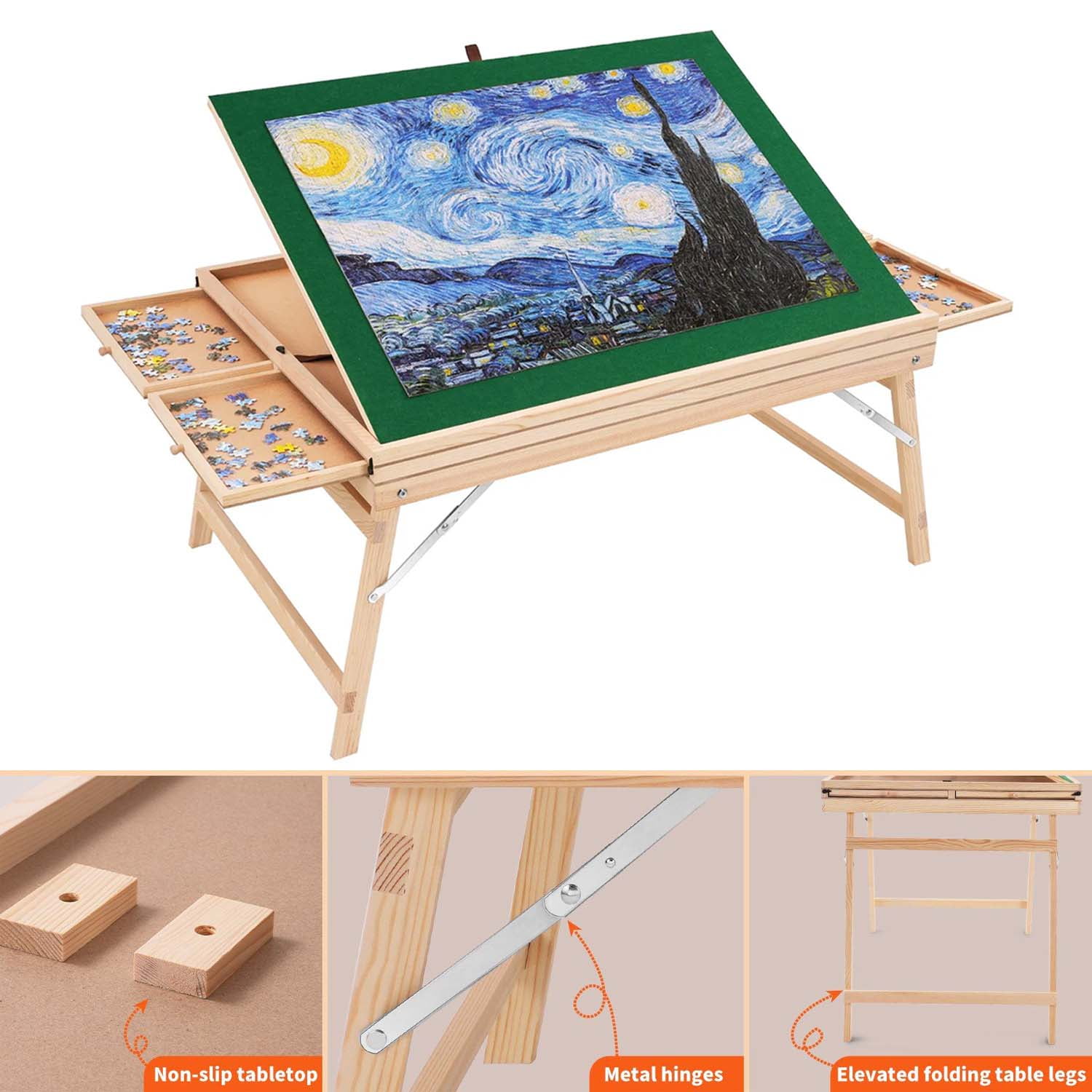 1500 Piece Jigsaw Puzzle Table with Legs, 32.7"x24.6" Adjustable Puzzle ...
