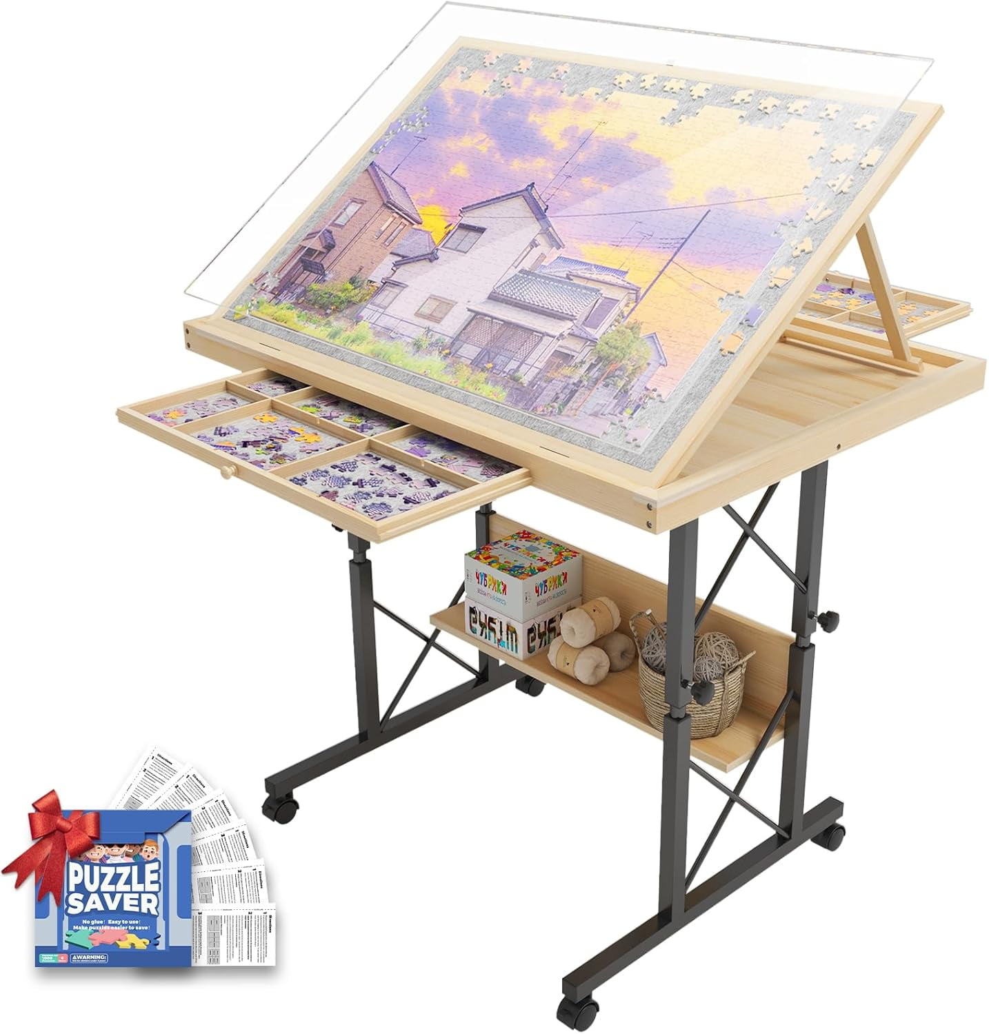 1500 Piece Jigsaw Puzzle Table with Legs for Adults, 5-Tilting-Angle ...