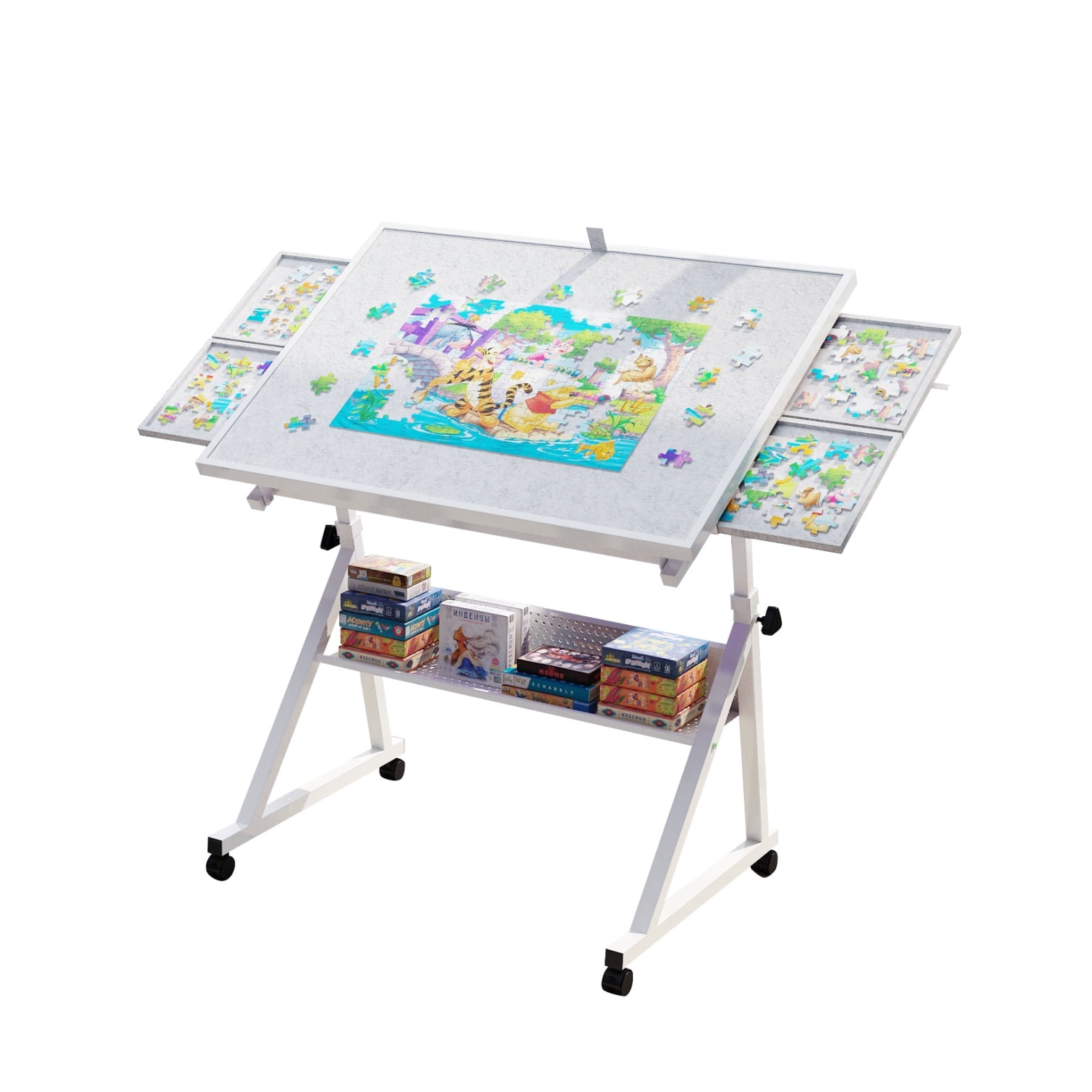 1500 Piece Jigsaw Puzzle Table, Wooden Puzzle Board with 4 Felt Storage ...