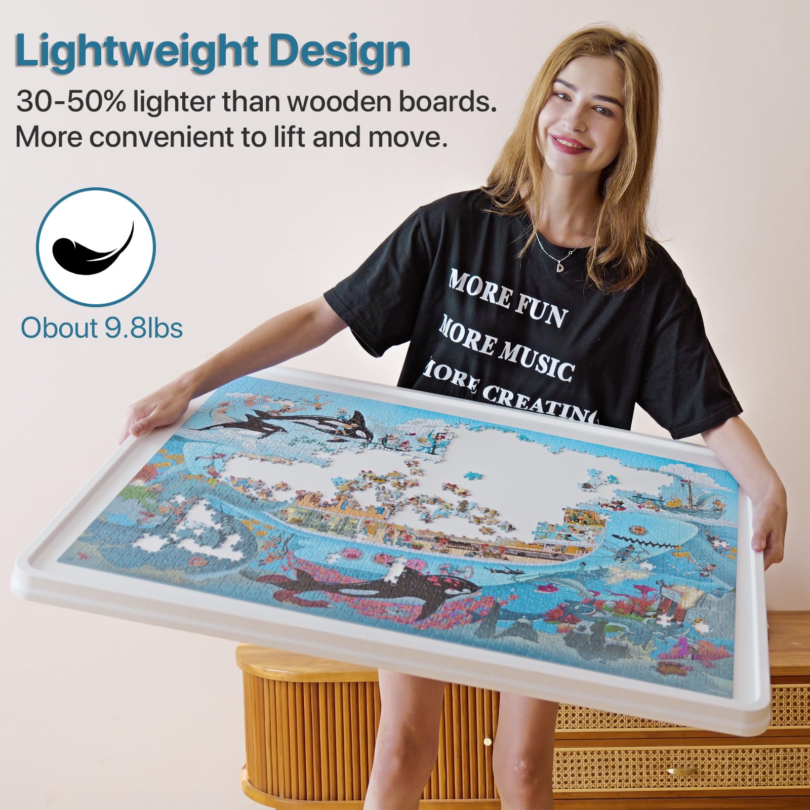 1500 Piece Puzzle Board 35" x 27" Wooden Jigsaw Puzzle Table with ...