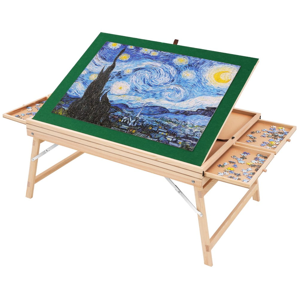 1500 Piece Puzzle Board Leg Drawer Cover Portable Adjustable Wooden ...