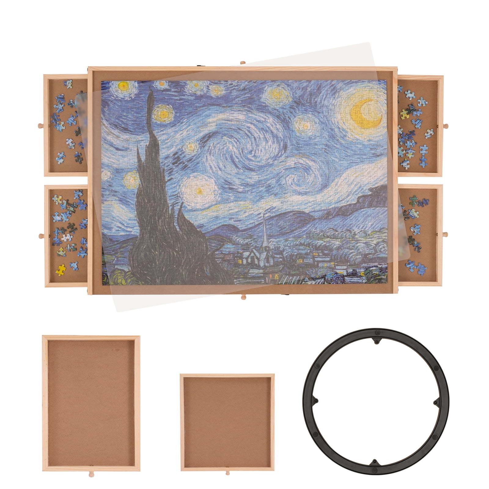 1500 Piece Puzzle Board with Legs Drawers Cover Portable Wooden Jigsaw ...