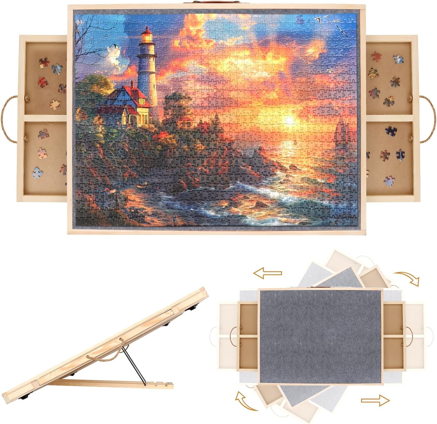 1500 Piece Puzzle Board with 2 Sliding Drawers and Cover, 2 in 1 ...