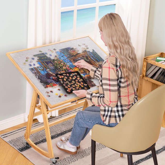 1500 Piece Tilting Puzzle Table with Legs & Cover Mat, Adjustable ...