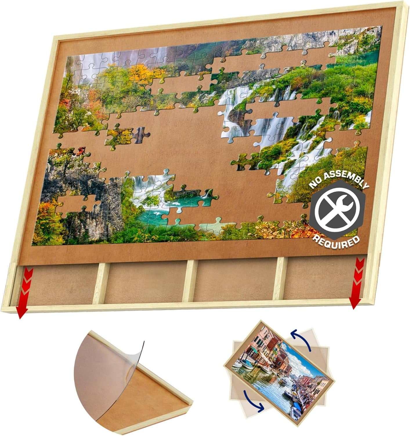 1500 Piece Wooden Jigsaw Puzzle Table - 4-Drawers | Rotating Puzzle ...