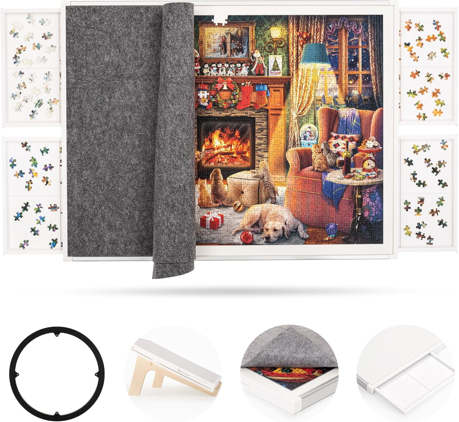 1500 Pieces 35"x26" Double-Sided Rotating Plastic Puzzle Board with ...