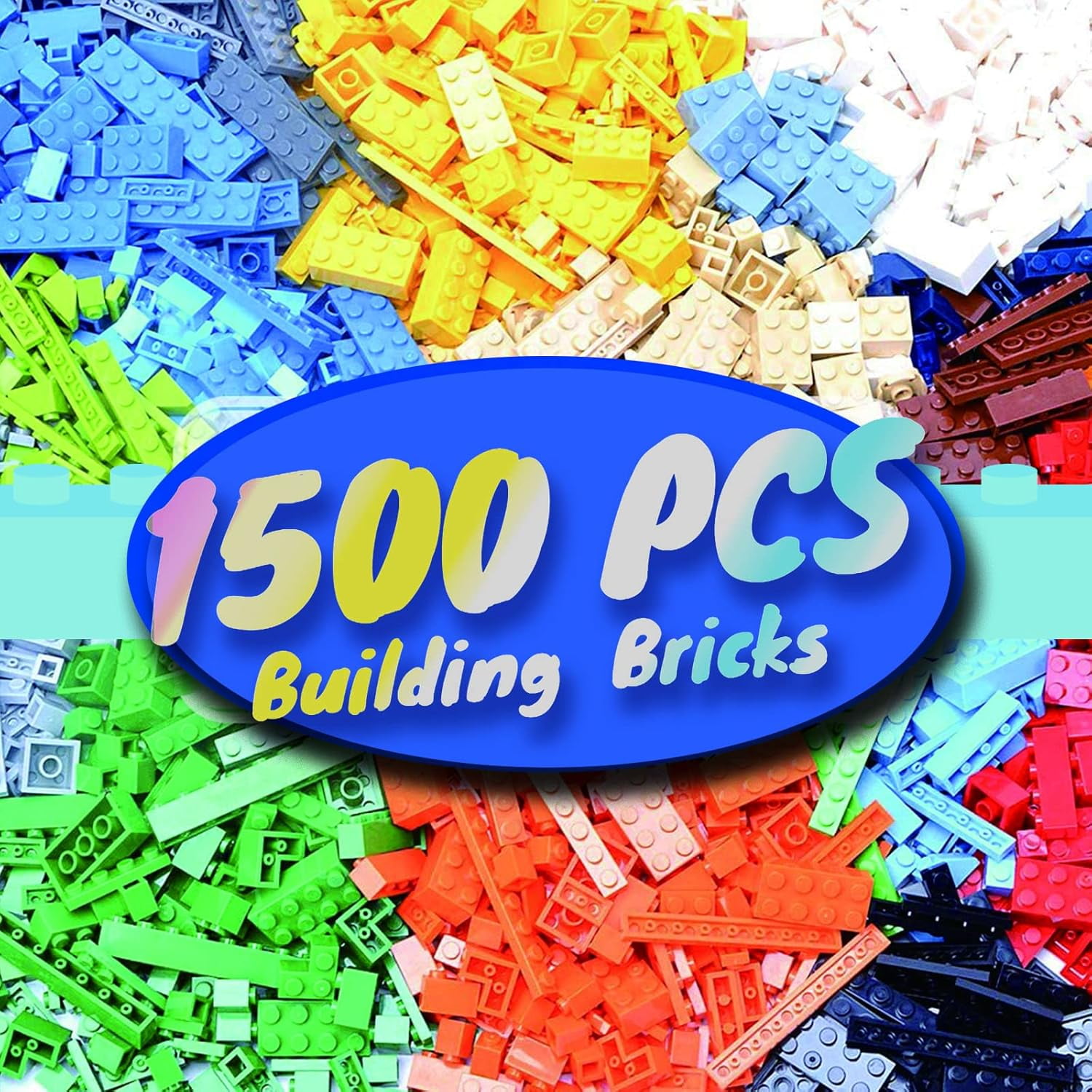 1500 Pieces Building Bricks, Classic Bulk Small Blocks, Classic Bricks ...