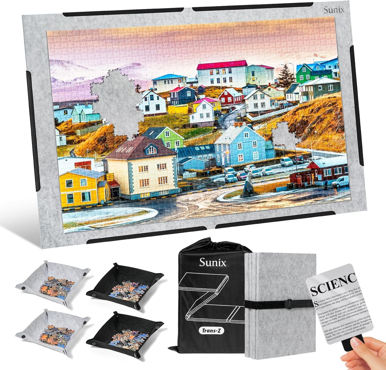 1500 Pieces Jigsaw Puzzle Board, Foldable Puzzle Mat with Non-Slip ...