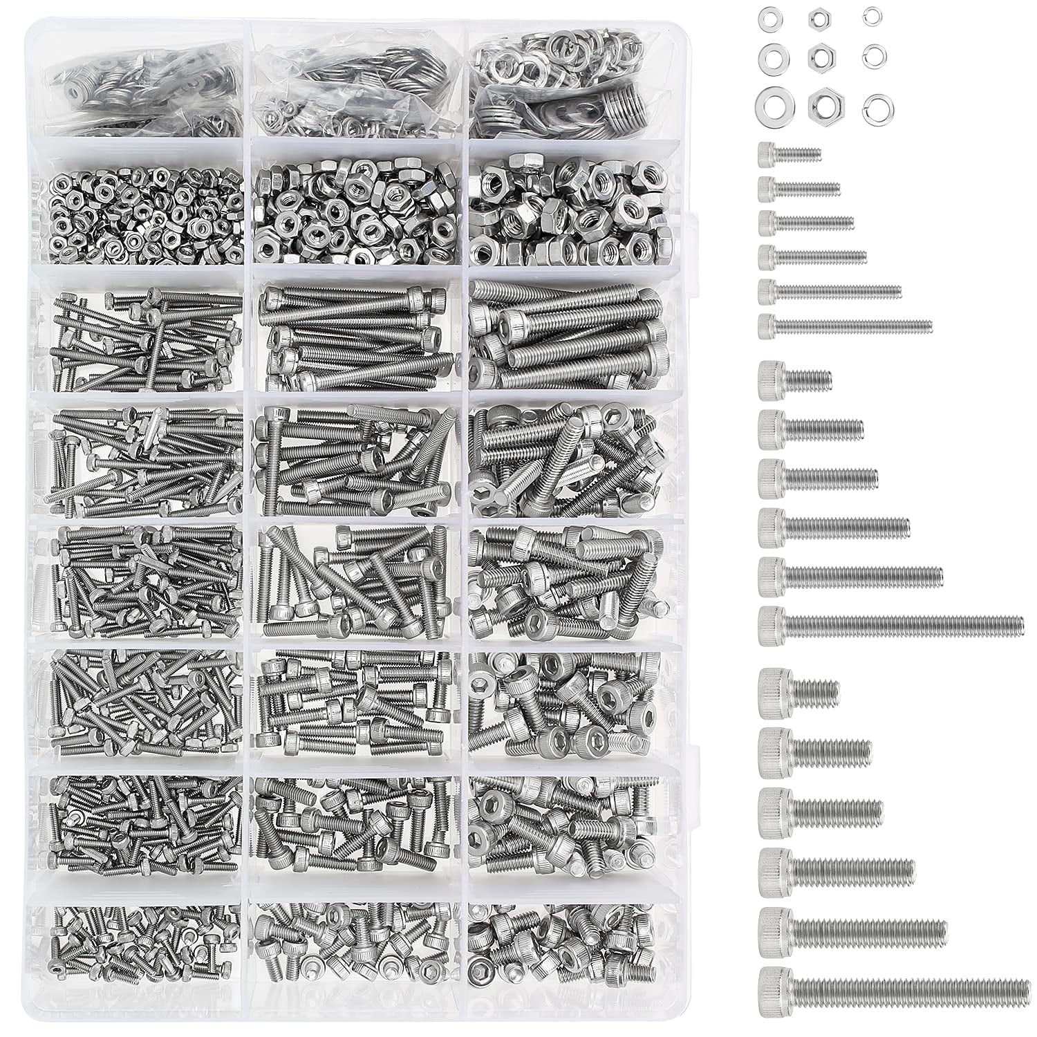 1500 Pieces M2 M3 M4, 304 Stainless Steel Hex Socket Cap Metric Screws ...