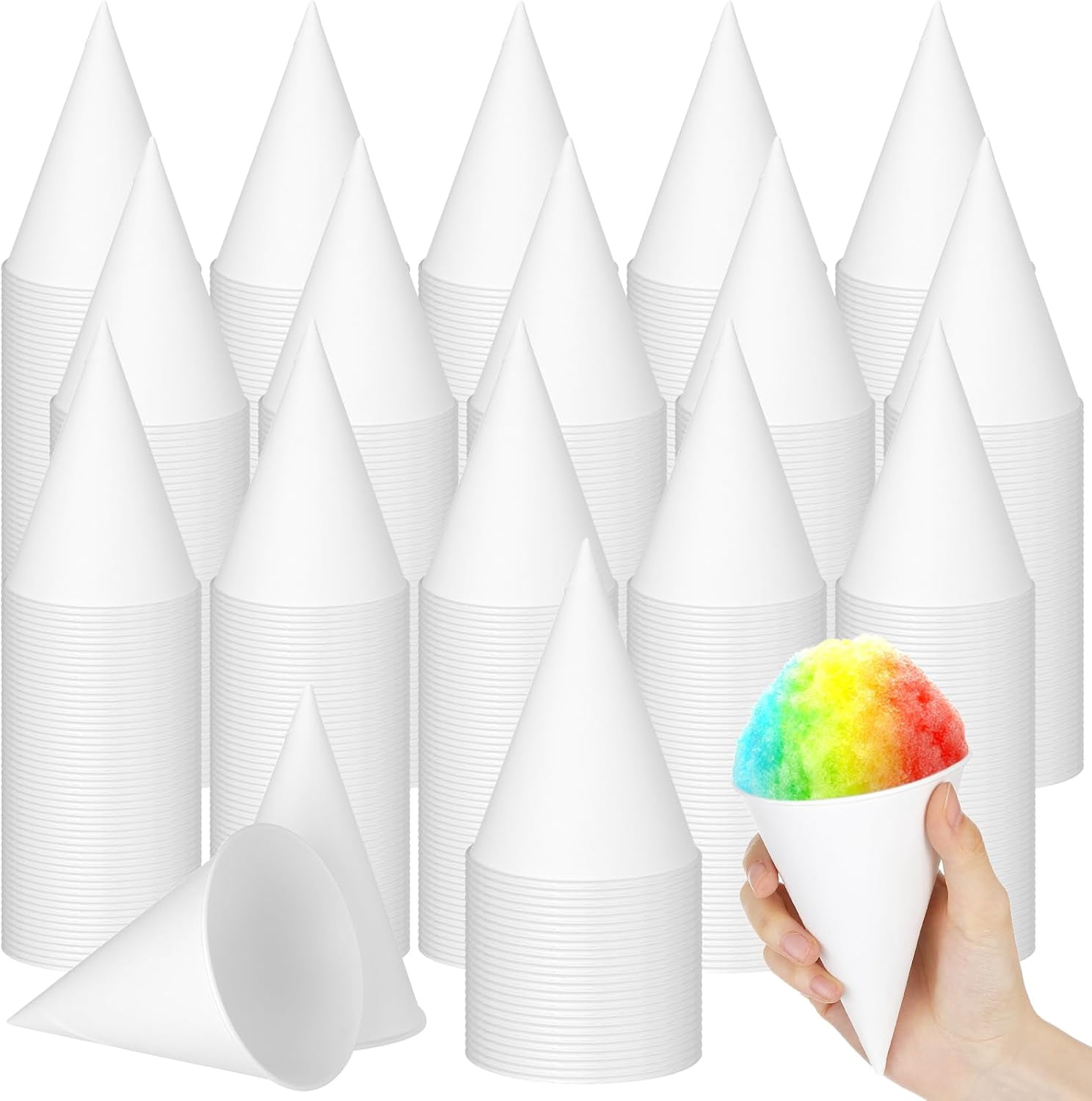 1500 Pieces Paper Cone Cups 6 oz Disposable Snow Cone Cup Pre Coated ...