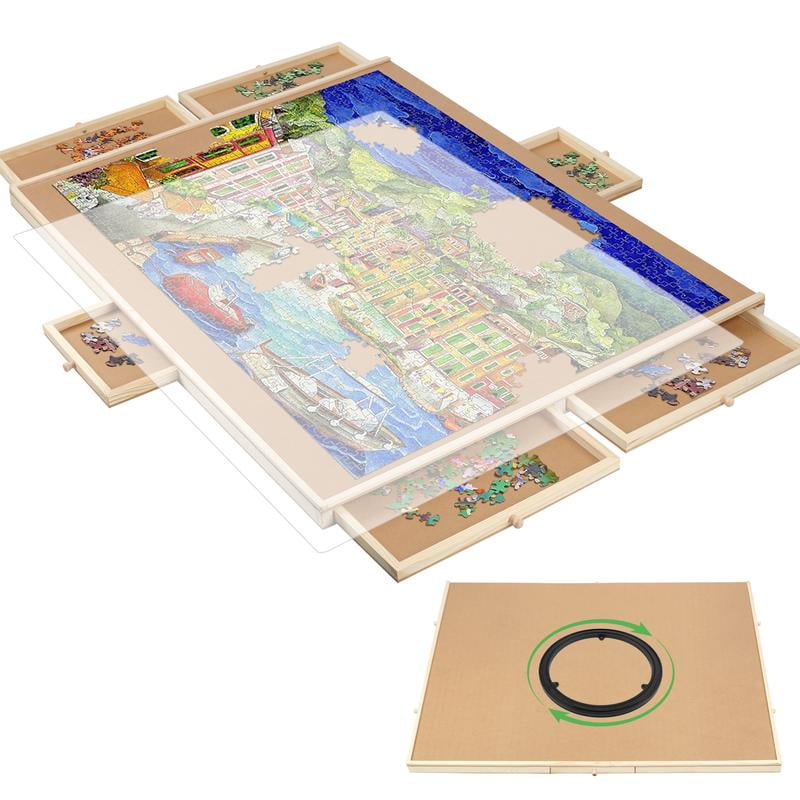 1500 Pieces Rotating Puzzle Board for Adults and Kids, 35" x 27" Wooden ...