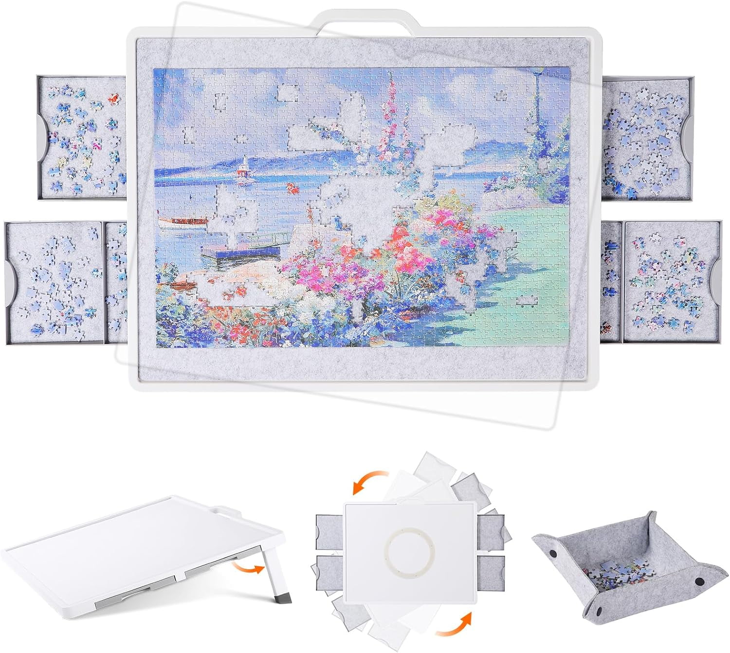 1500 Pieces Rotating Puzzle Board with Drawers and Cover，Portable ...