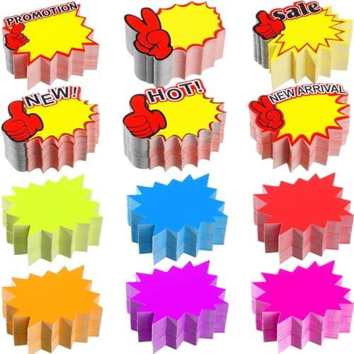1500 Pieces Starburst Signs Sale Signs for Retail Store Fluorescent ...